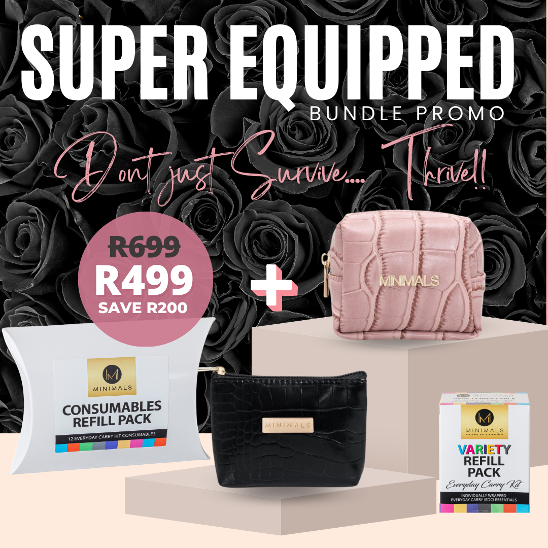 SUPER Equipped Bundle: Pearl-Pink EDC Kit + Grab & Go Pouch + 7-Sachet ...